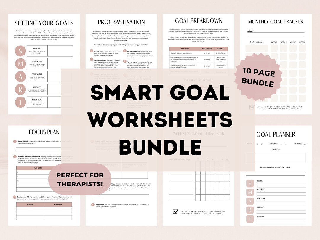 SMART Goal Setting Worksheets: Therapist & Counselor Resources ...