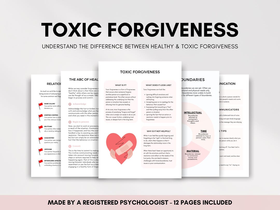 Toxic Forgiveness Therapy Worksheets for Adults Building Healthy ...