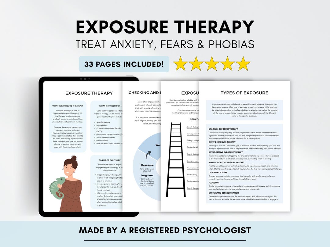 Exposure Therapy Worksheets for Overcoming Anxiety, Fears & Phobias ...