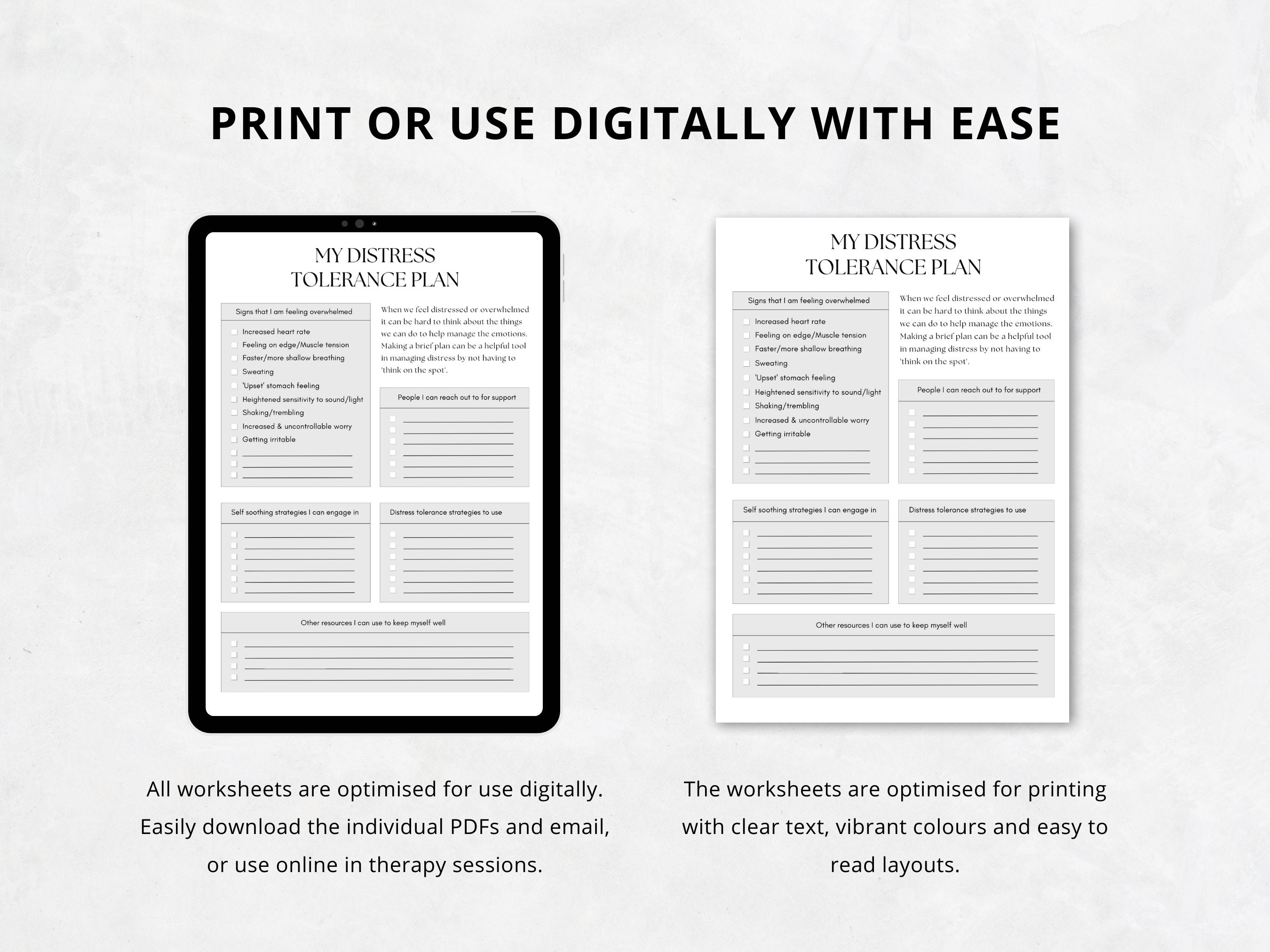 Safety Plan Mental Health Bundle, Distress Tolerance Worksheets for ...