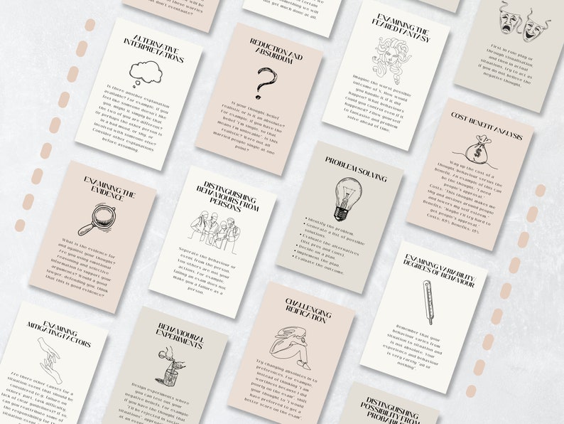 CBT Thought Challenging Cards Bundle CBT Therapy Cards CBT Flashcards ...