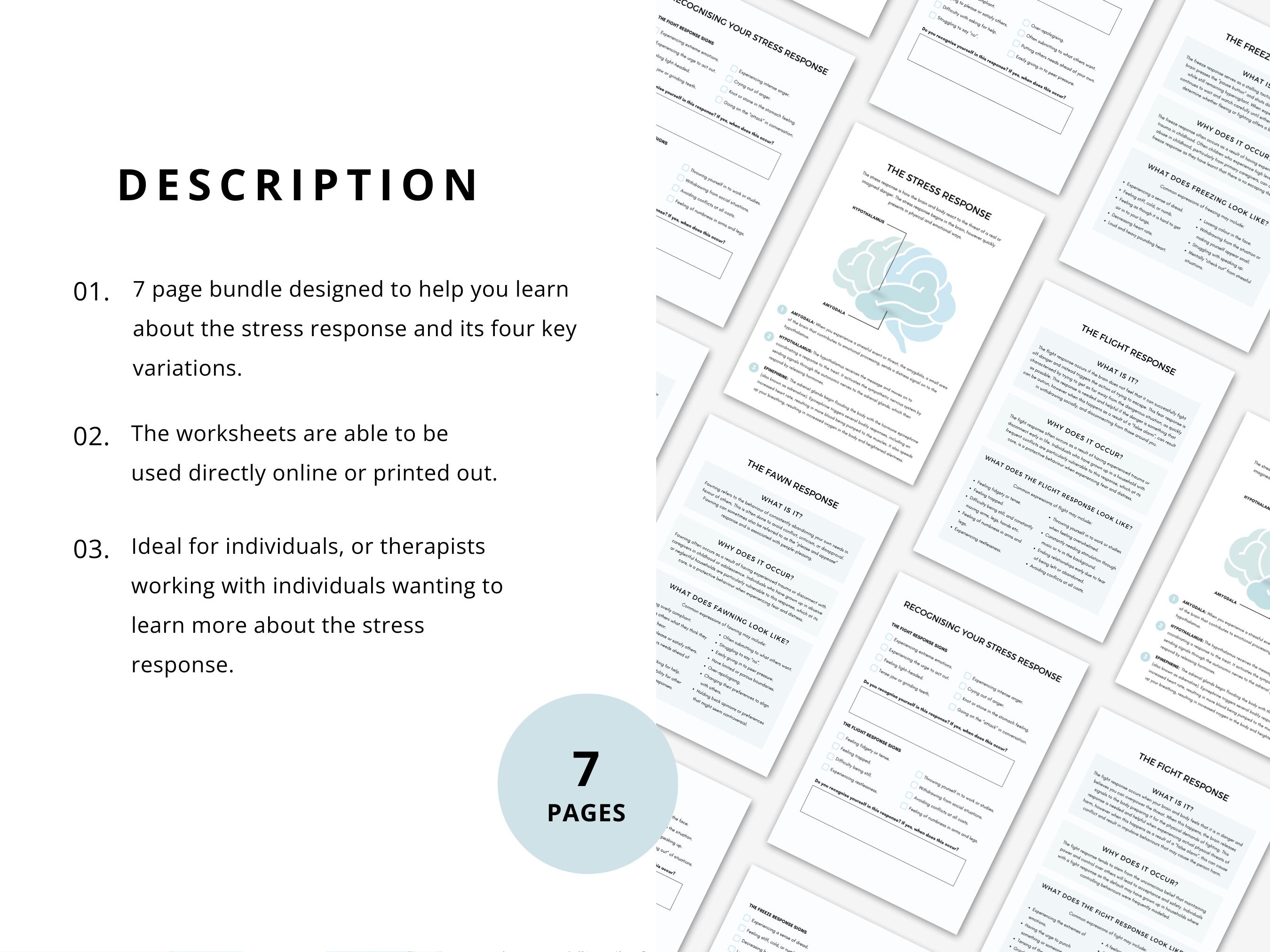 Fight Flight Freeze Fawn Response Worksheet Bundle: Trauma & Emotions ...