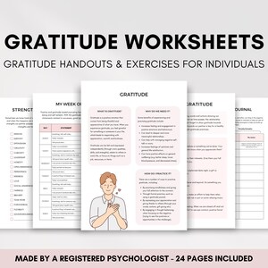 Gratitude Worksheets Digital Therapy Resource, Handouts, Exercises and ...