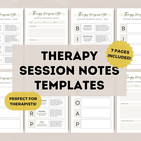 Therapist Progress Sheet Template - Etsy