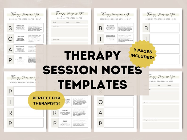 Therapy Session Notes Template: Counselor Psychotherapy Forms (PDF) - Etsy