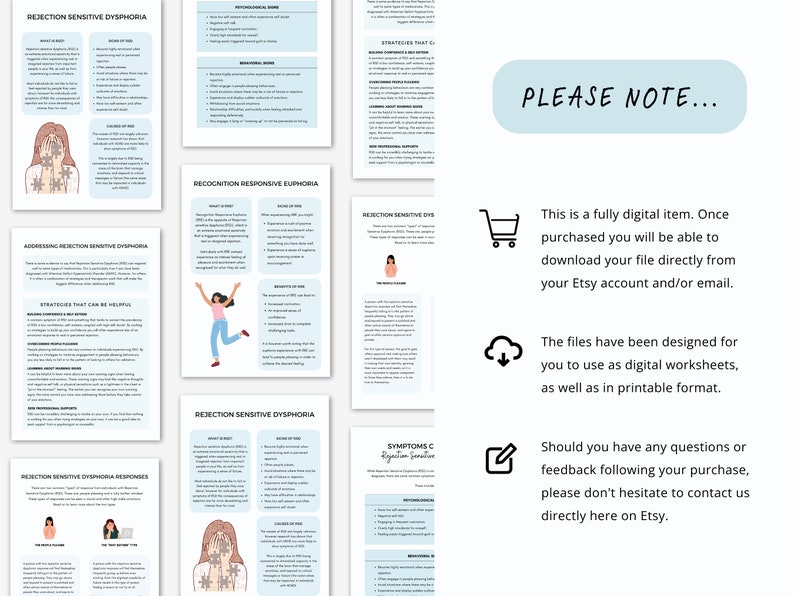 RSD Worksheet Bundle: Rejection Sensitive Dysphoria, Therapist Resource ...