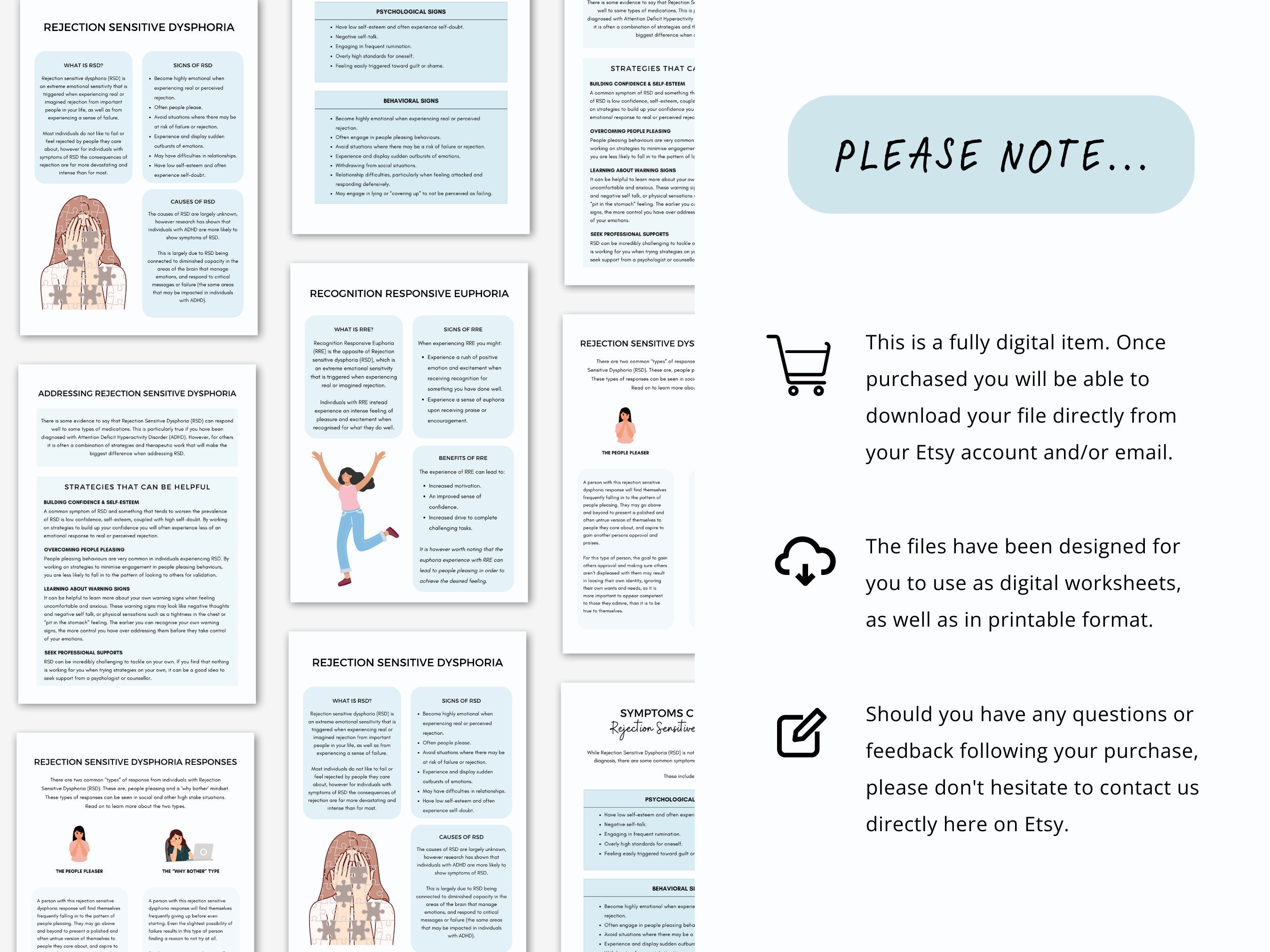 Rejection Therapy Worksheet Bundle for Overcoming Rejection Sensitive ...