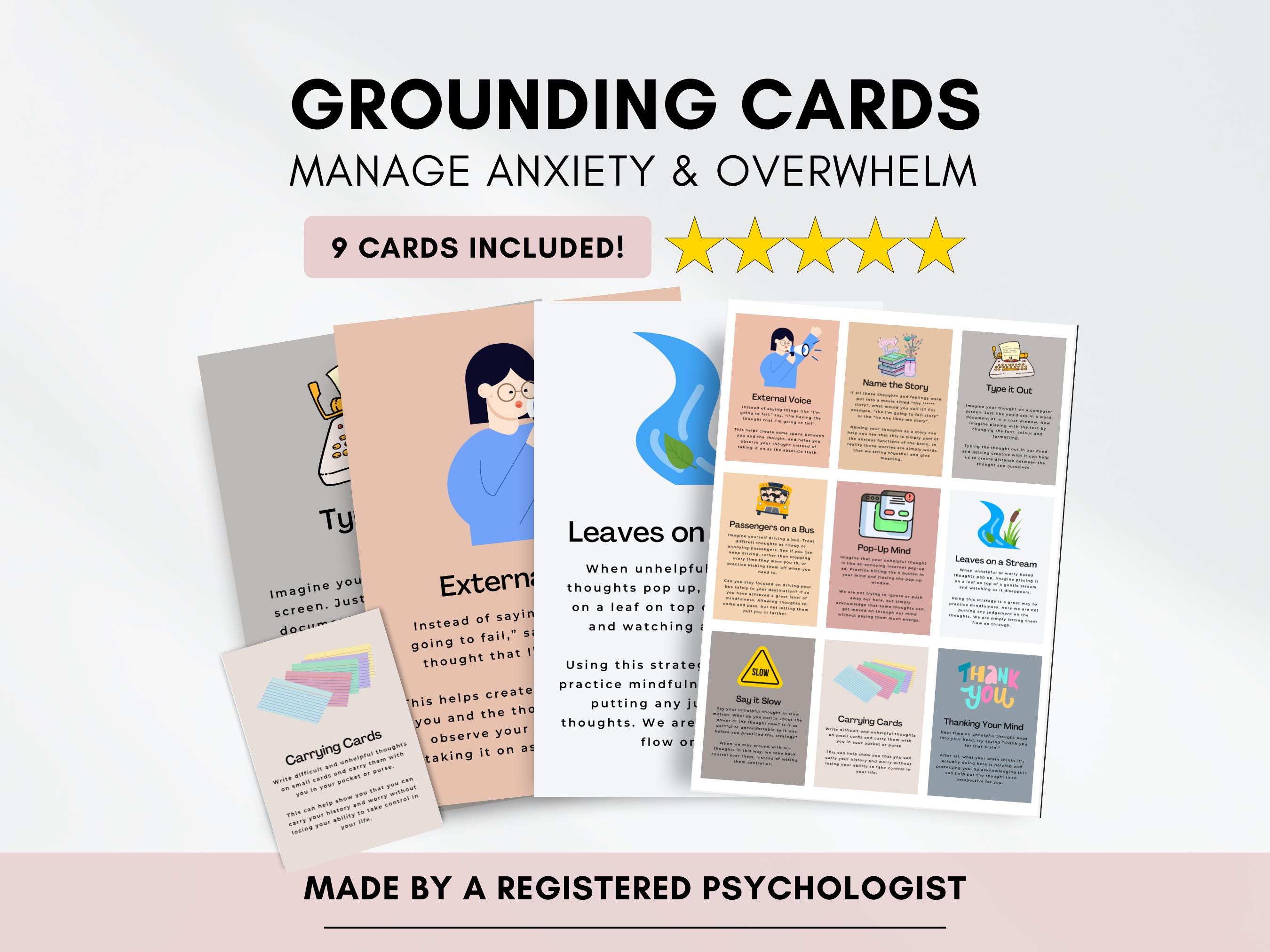 Grounding Technique Cards for Managing Anxiety With ACT Coping Skills ...