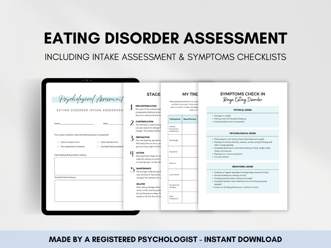 Eating Disorder Assessment Worksheets: Therapist Clinical Tools ...