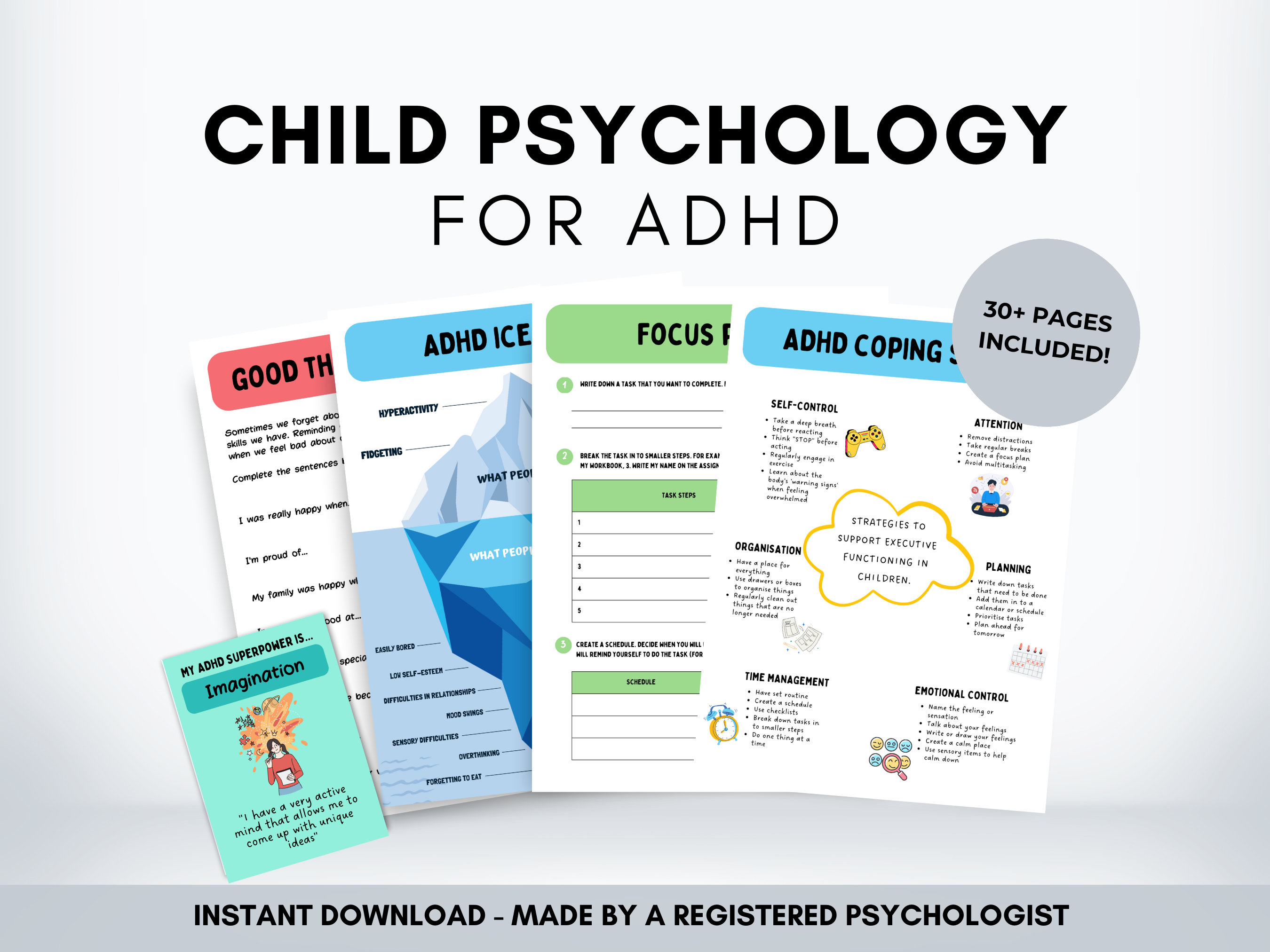 ADHD Worksheet Bundle for Therapist or Counselor Working With Children ...