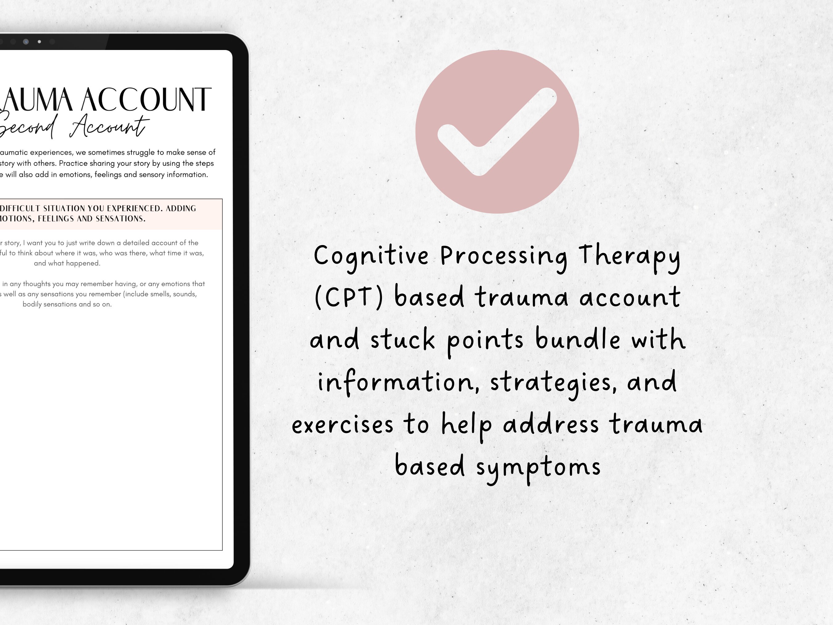 CPT Trauma Account & Stuck Points Bundle Trauma Worksheets Trauma ...