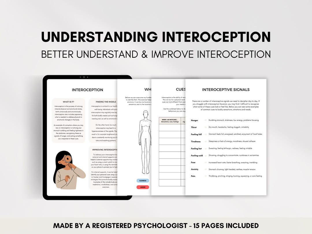 Interoception Therapy Education Handouts for Therapist or Counselor ...
