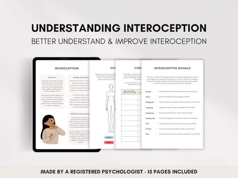 Interoception Therapy Worksheets: Grounding & Emotional Regulation (PDF ...