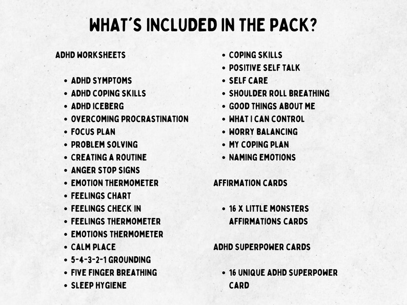 ADHD Worksheets Mega Bundle for Kids, Practical Tools for Emotional ...