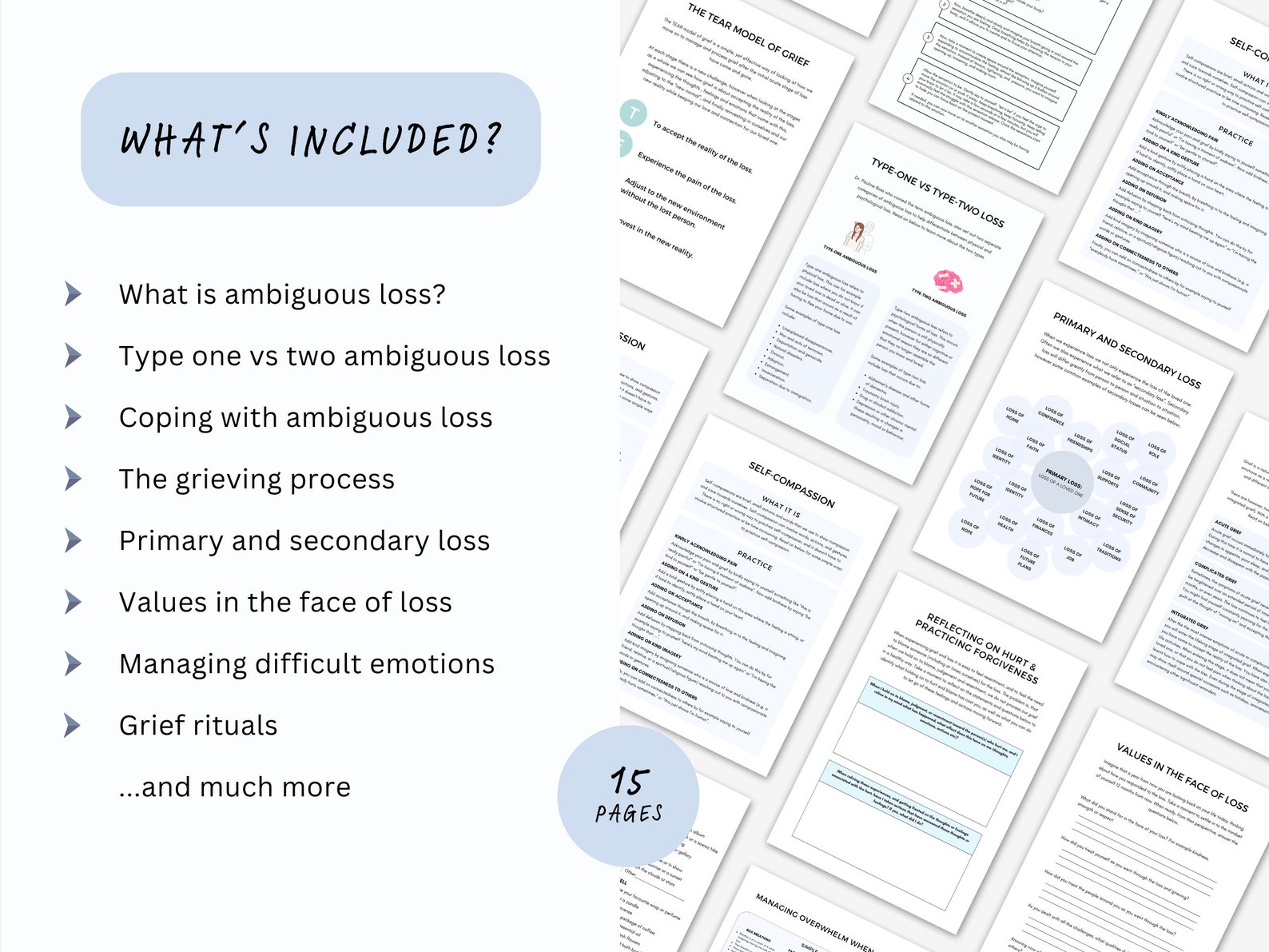 Grief and Loss Worksheets Bundle for Understanding and Managing ...