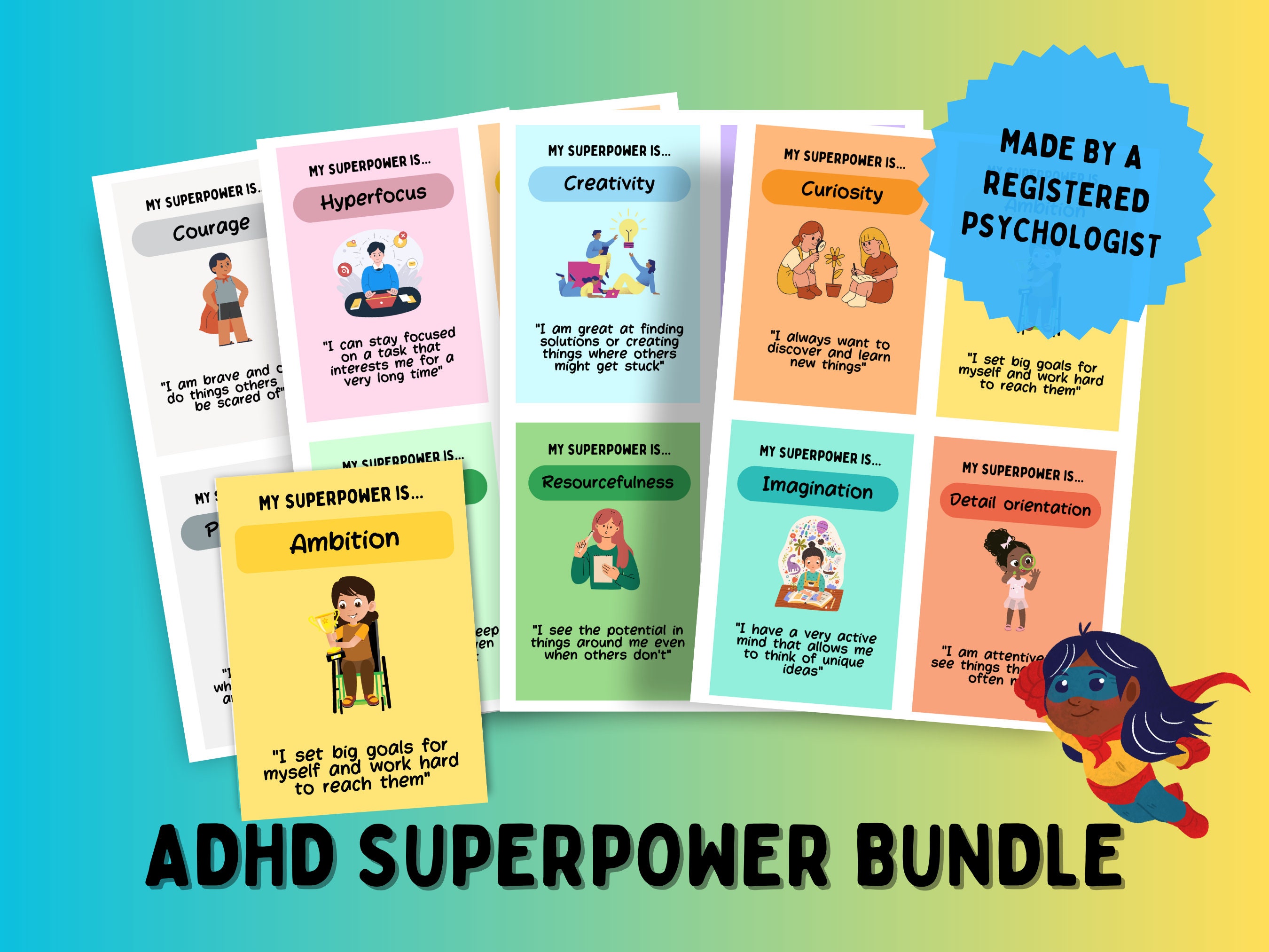 ADHD Coping Skills Cards for Kids ADHD is My Superpower - Etsy UK