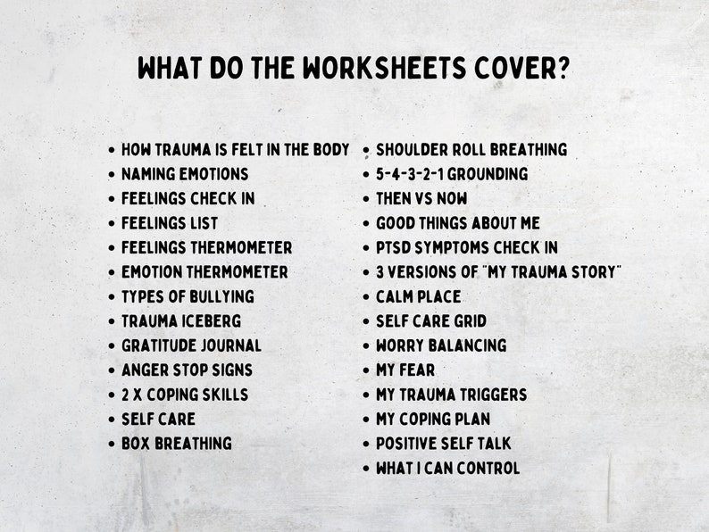 PTSD Worksheets for Kids Kids Trauma Therapy Cards & PTSD Coping Skills ...
