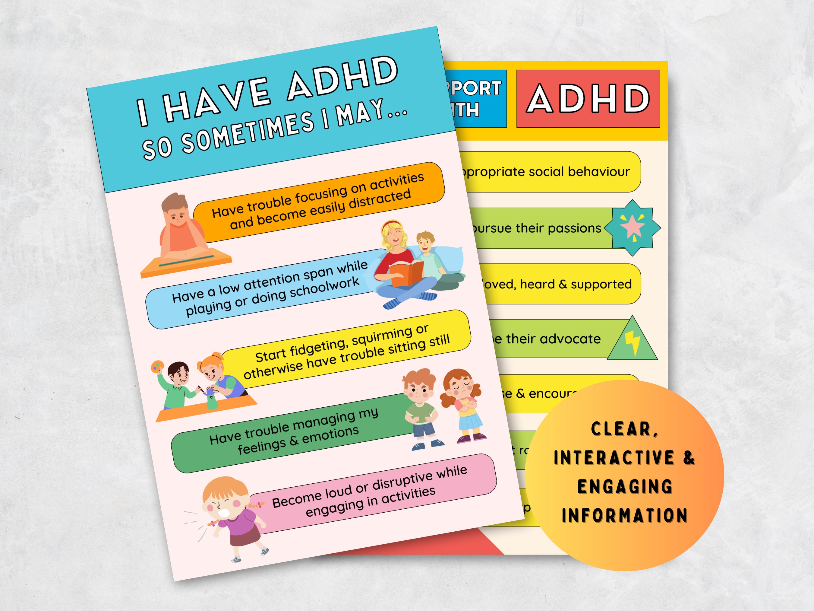 ADHD Poster Bundle for Kids ADHD Superpower ADHD Iceberg - Etsy