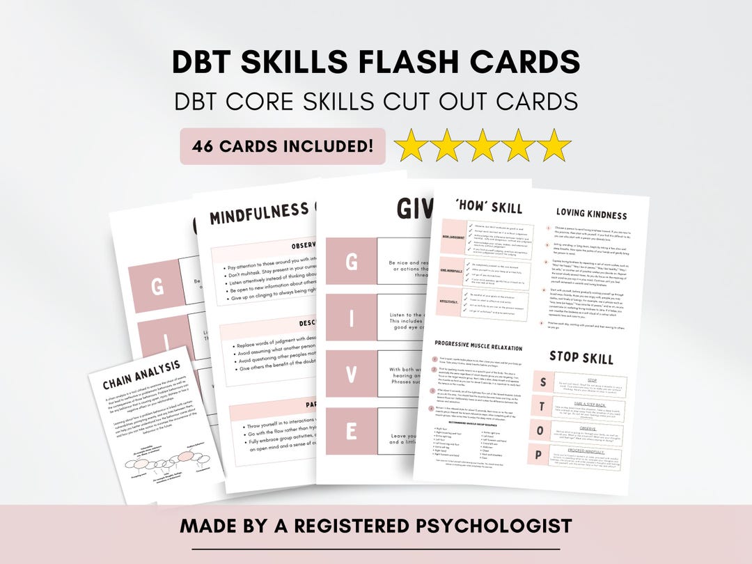 DBT Skills Flashcards With Chain Analysis & Loving Kindness Meditation ...