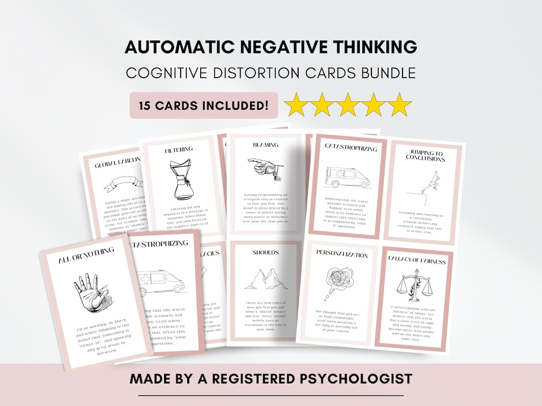 CBT Cognitive Distortions Cards: Therapist Resource (digital Download ...