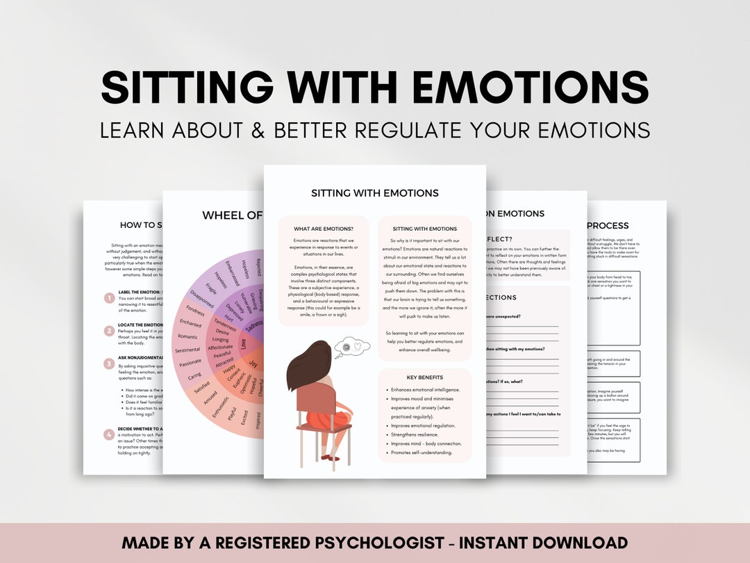 Sitting With Emotions Worksheets, Therapist Resource to Help Clients ...