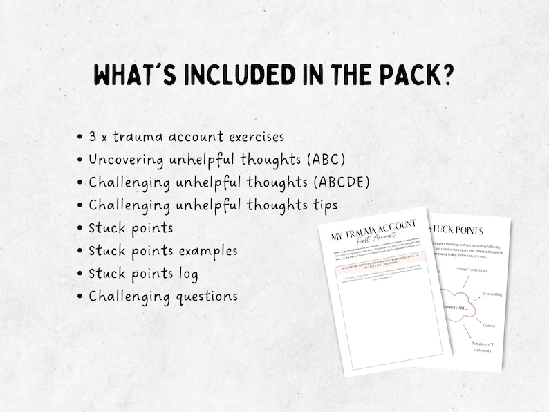 CPT Trauma Account & Stuck Points Bundle | Trauma Worksheets | Trauma ...