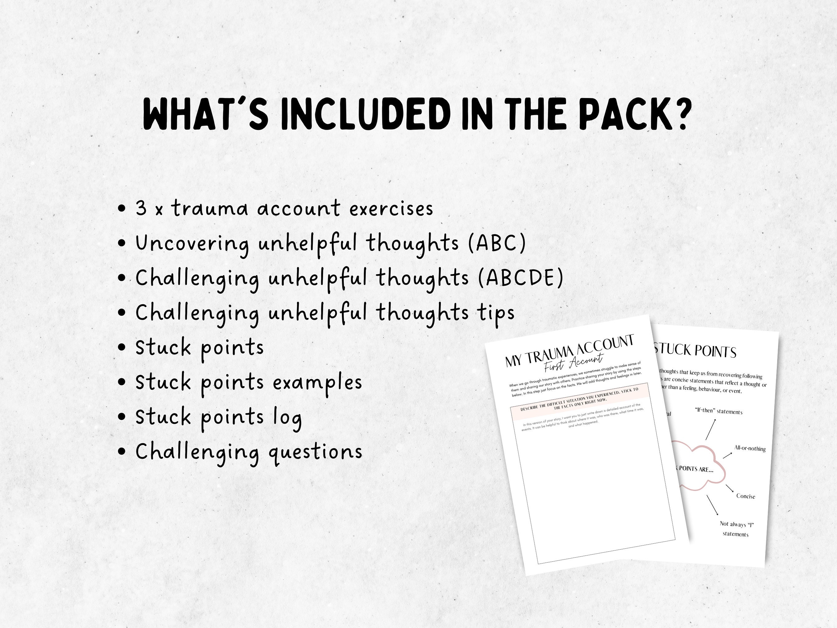 CPT Trauma Account & Stuck Points Bundle Trauma Worksheets Trauma ...