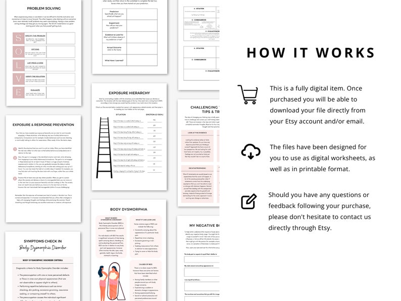 CBT for Body Dysmorphia Worksheets Bundle, Body Dysmorphia Therapy ...