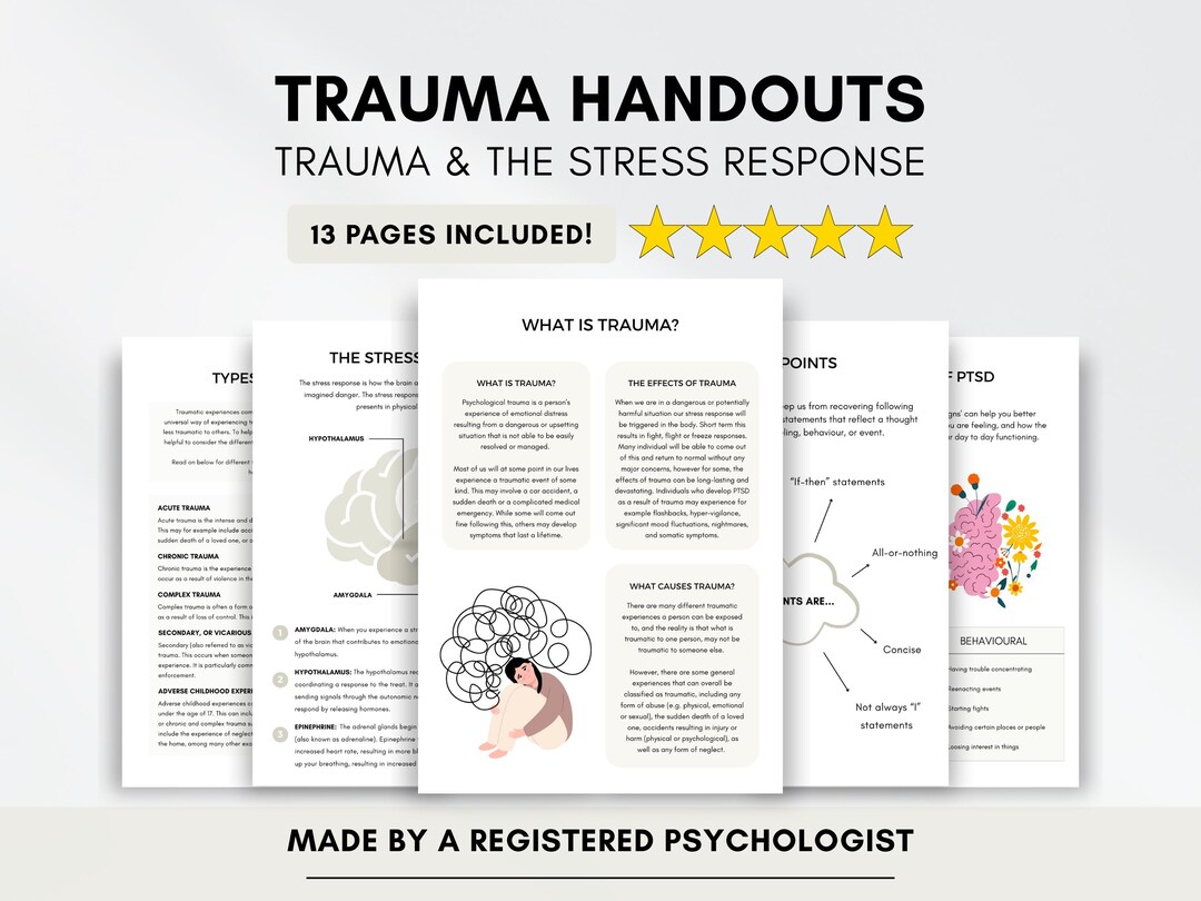 Trauma Therapy Handouts With Stress Response: Psychoeducation ...