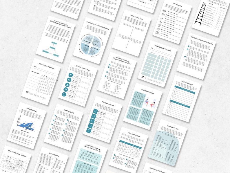 OCD Worksheets Bundle, CBT Workbook for Adults, Cognitive Behavioural ...