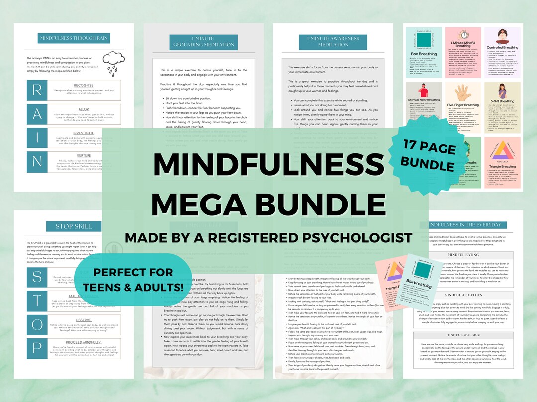Mindfulness Worksheets Mega Bundle for Adults and Teens | Mindfulness ...