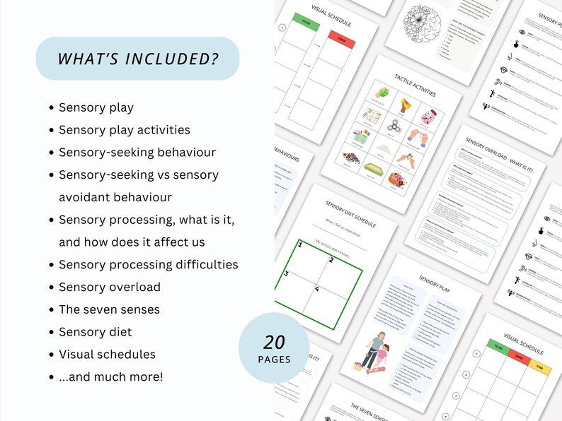 Sensory Play Worksheets: Therapy Exercises for Sensory Overload (PDF ...
