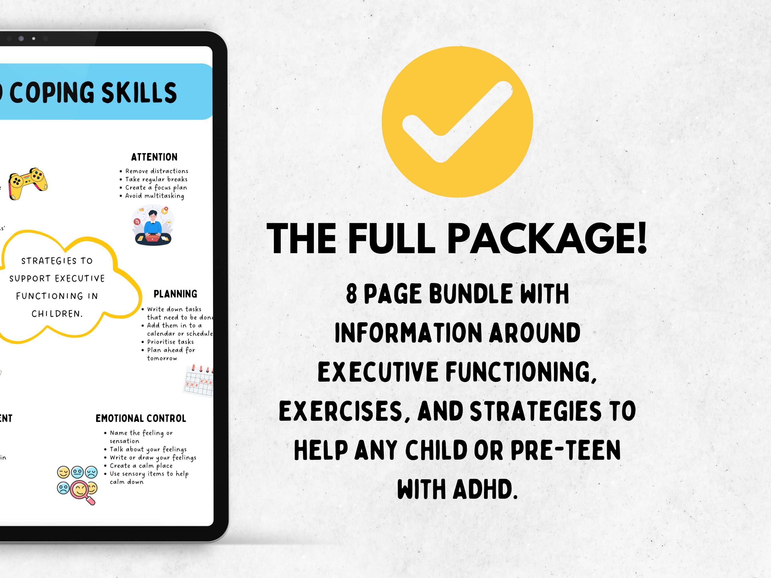ADHD Executive Functioning Wheel & Worksheets for Kids (PDF Digital ...