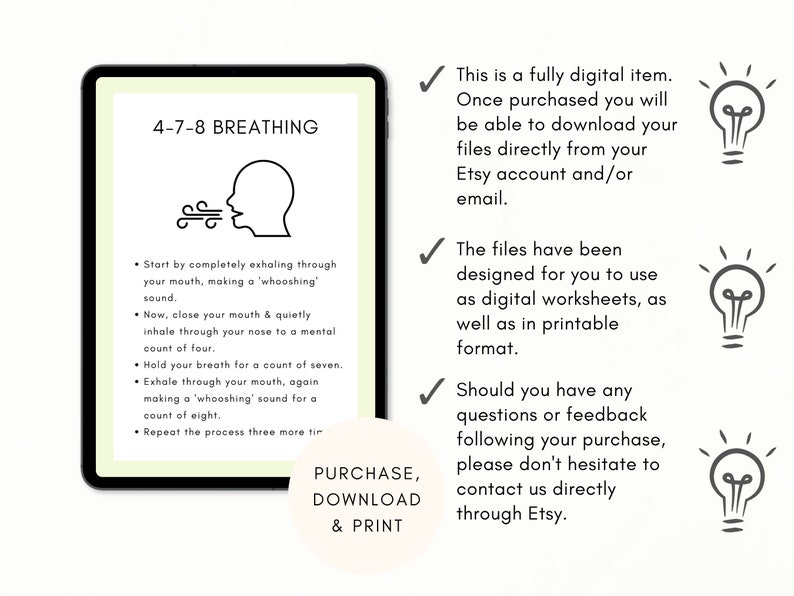 Mindful Breathing Poster Bundle for Adults, Anxiety for Teens ...