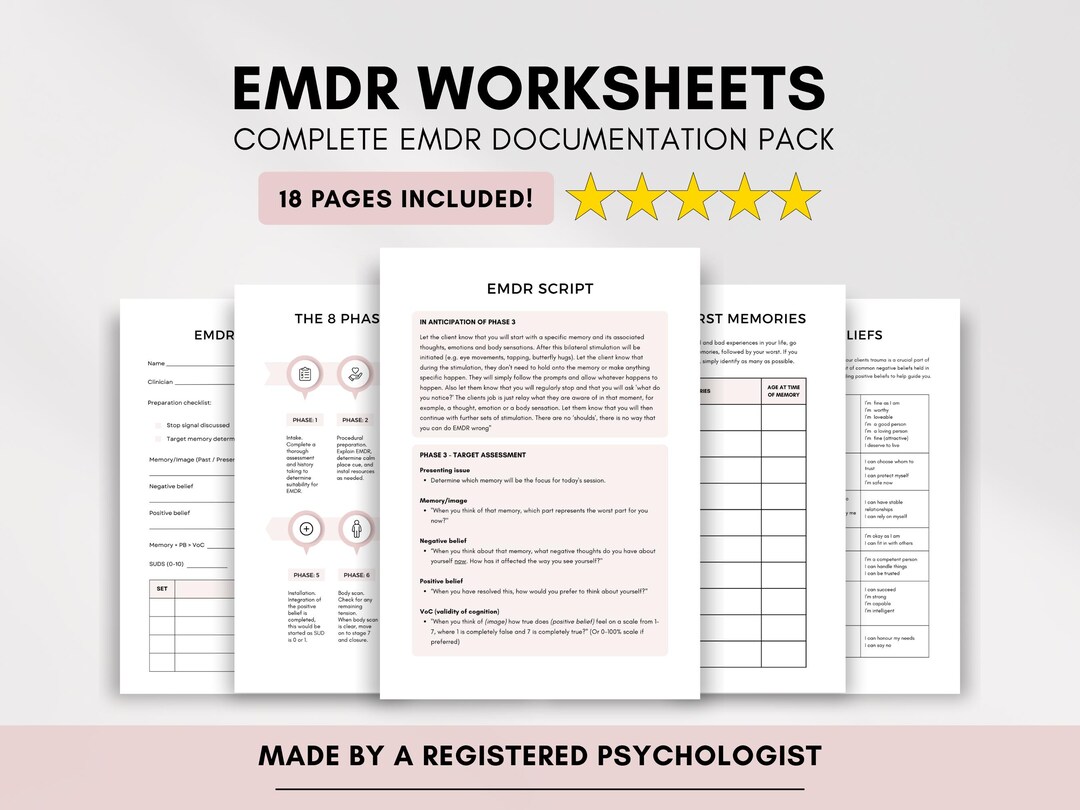 EMDR Worksheets Bundle: 8 Phases, Client Handouts (digital Download) - Etsy