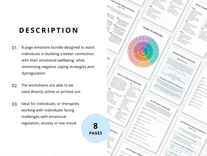 Wheel of Emotions Worksheet Bundle: Emotional Regulation (digital ...