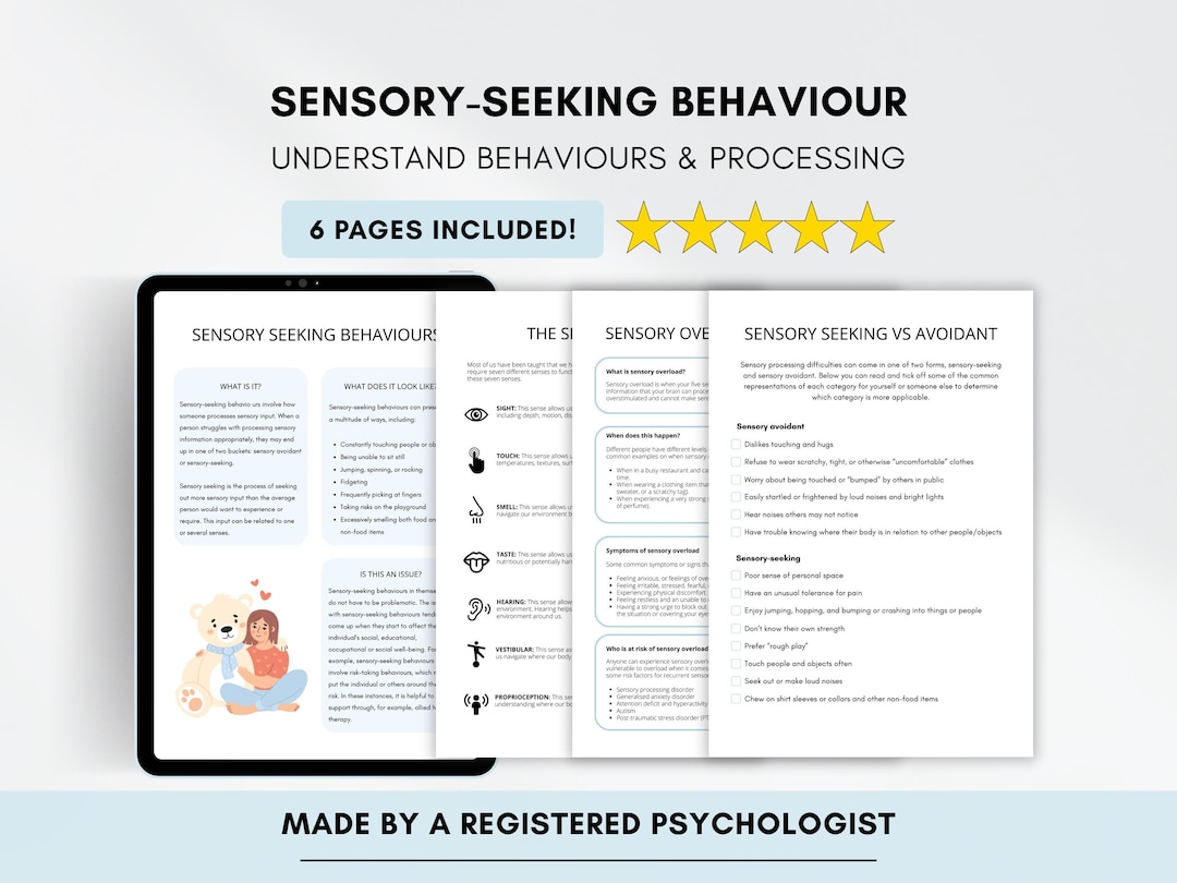 Sensory Seeking & Processing Therapy Education Handouts (PDF Digital ...