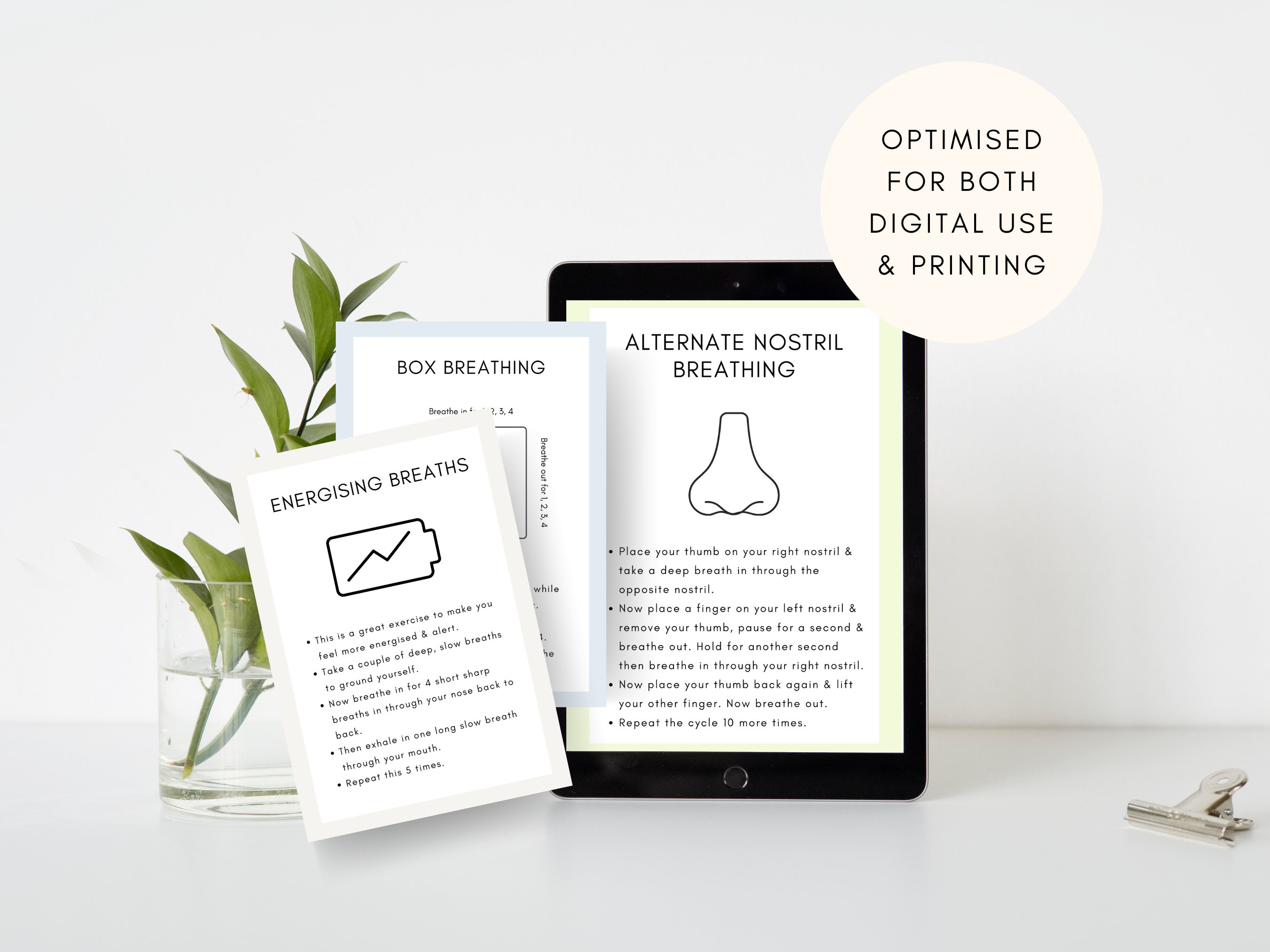 Mindful Breathing Posters: Anxiety & Grounding Techniques (digital ...
