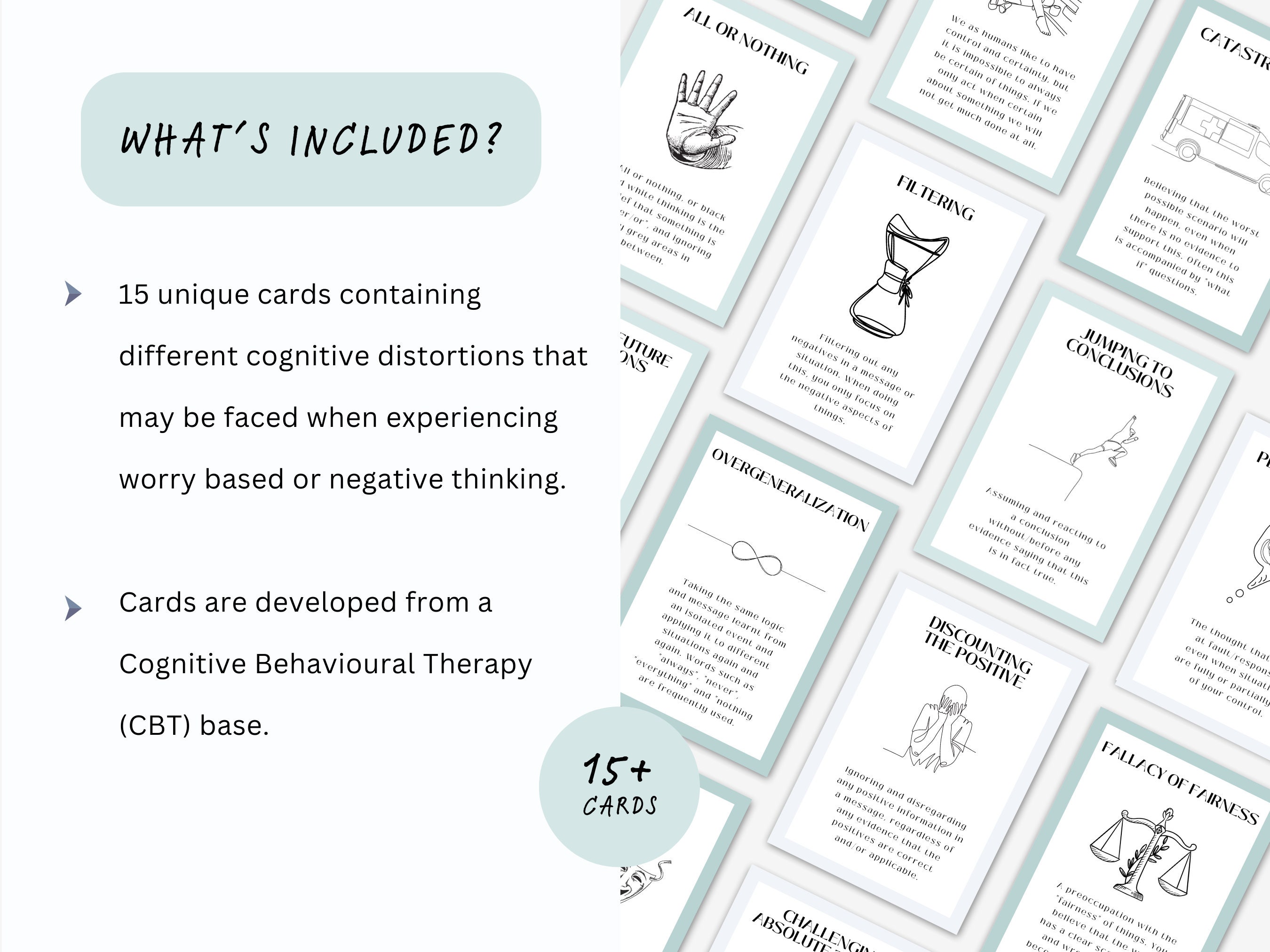 CBT Cognitive Distortion Cards for Adults and Teens for Challenging ...