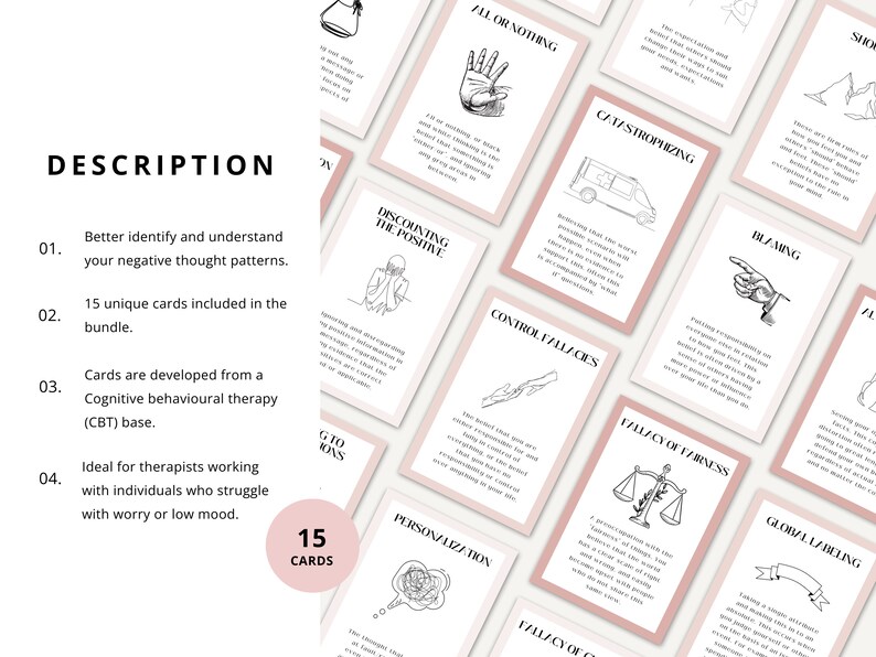 CBT Cognitive Distortions Cards: Therapist Resource (digital Download ...