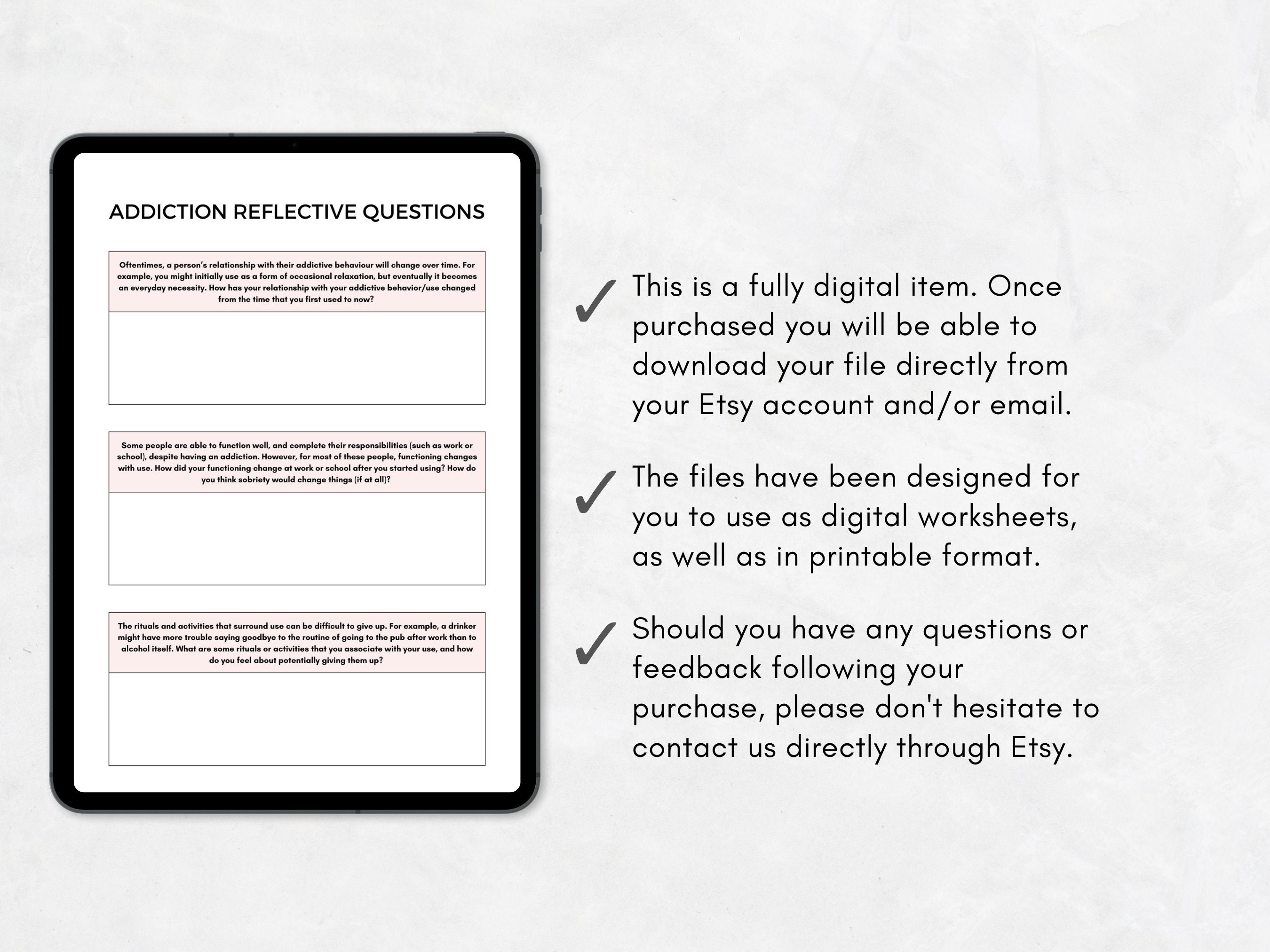 Addiction Worksheets for Adult Content, CBT Therapist Resource ...