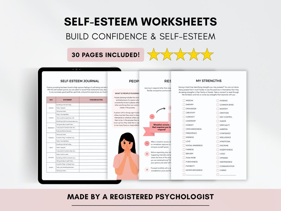 Self-esteem Worksheets: Confidence Building Workbook (digital Download ...