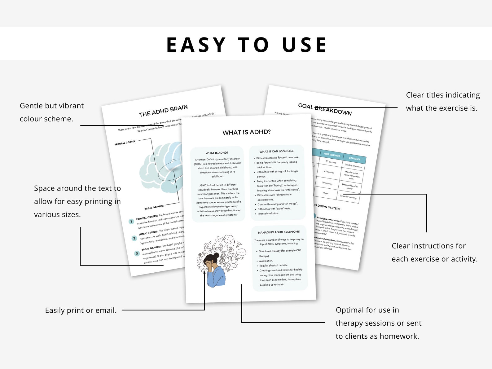 ADHD Worksheets Mega Bundle: CBT Therapist Resource for Teens & Adults ...