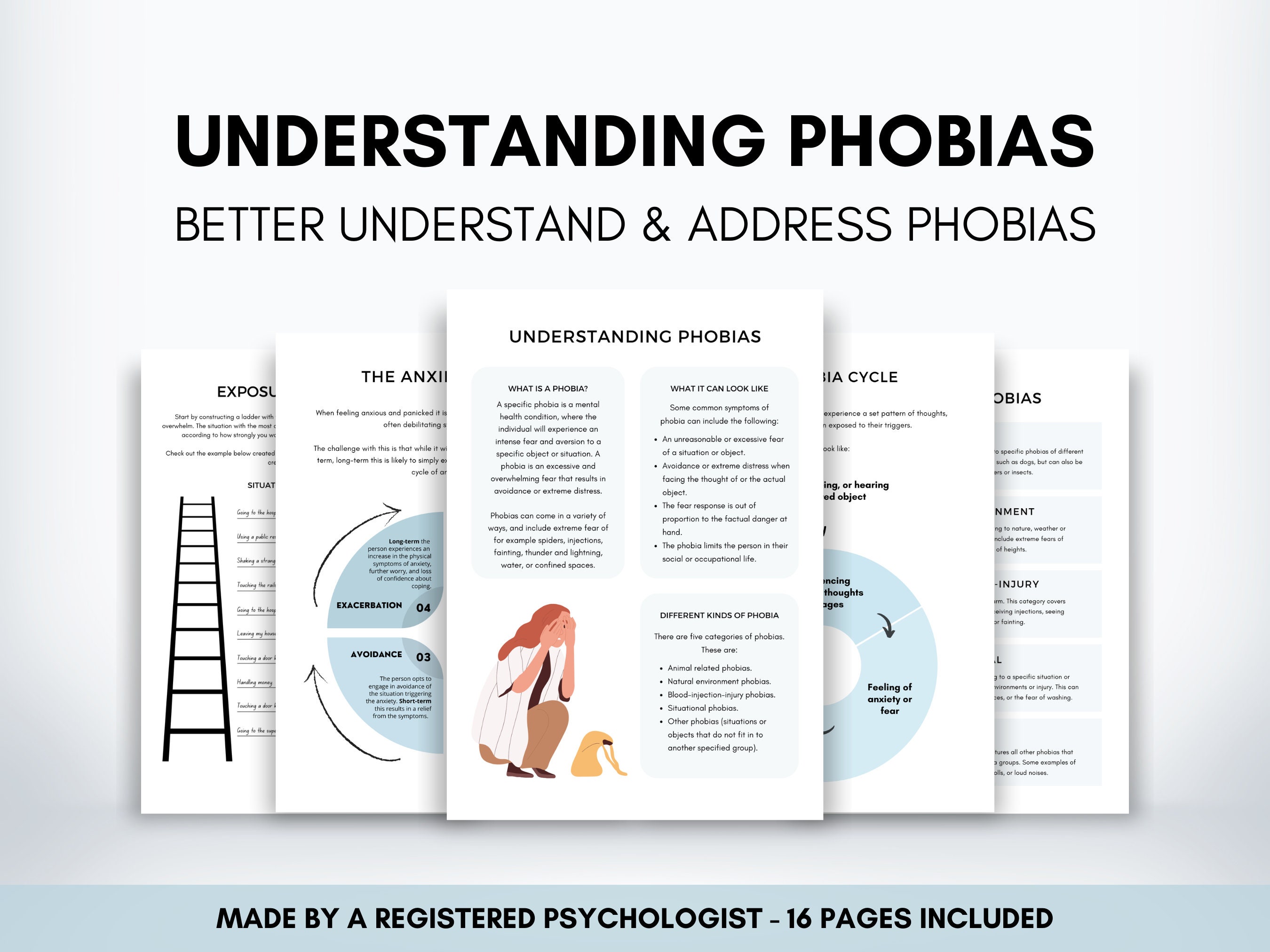Phobia Worksheets for Managing Anxiety and Fear, CBT Therapy for ...