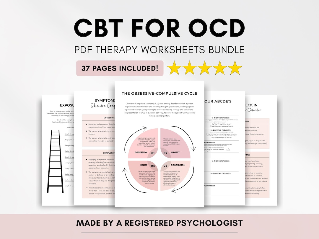 CBT for OCD Worksheets Bundle, Therapy Tools for Treating Obsessive ...