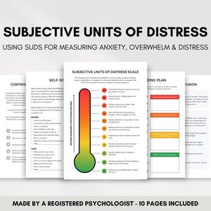 SUDS Therapy Worksheets for Measuring Anxiety, Overwhelm and Distress ...