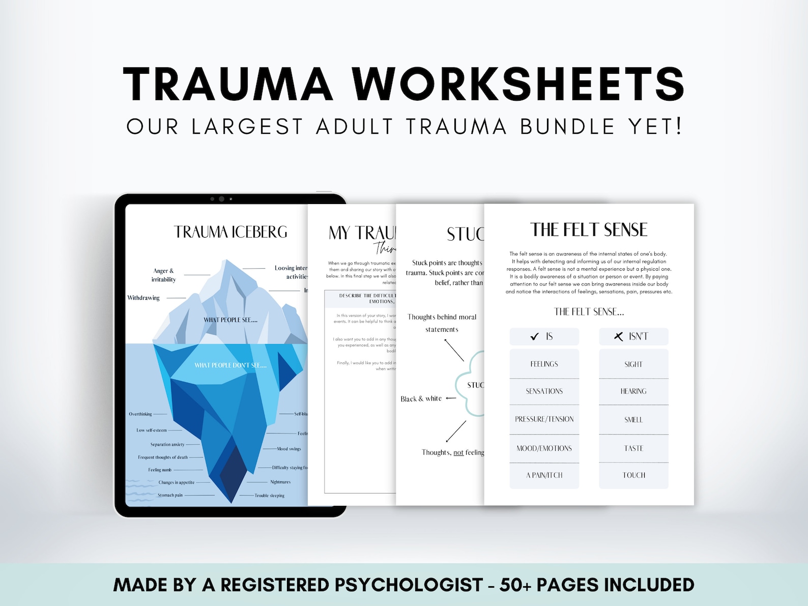 Adult Trauma Worksheets Mega Bundle, PTSD Workbook Therapist Resource ...