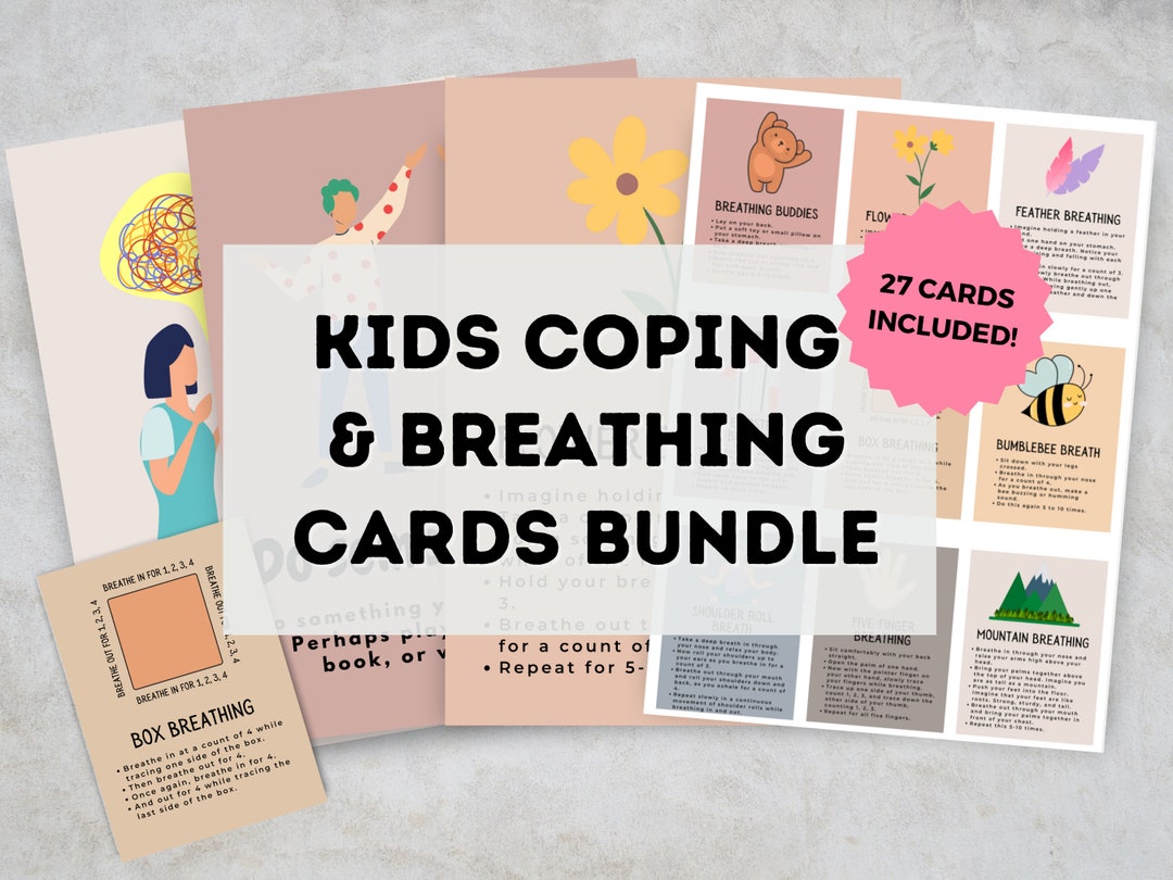 Kids Coping Cards & Breathing Cards Bundle | Anxiety Coping Cards for ...