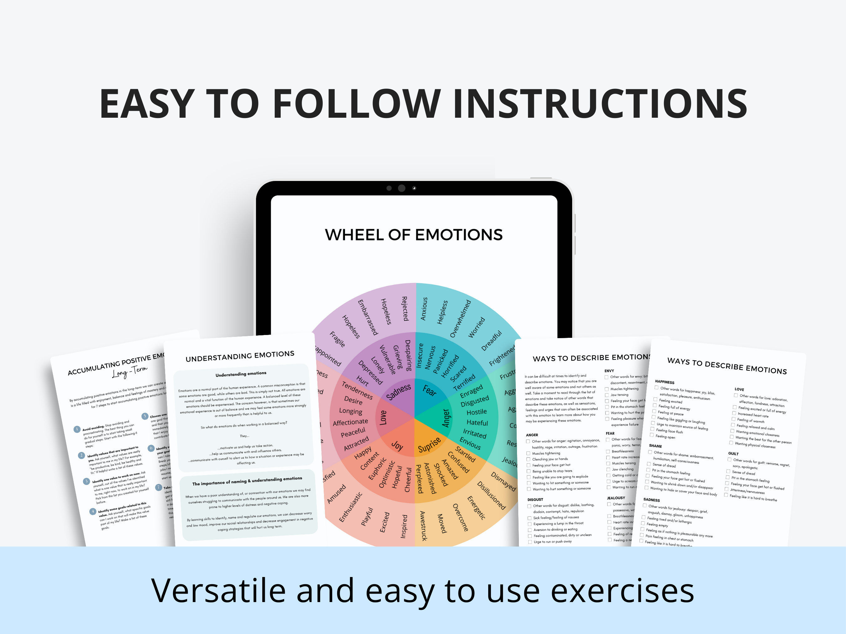 Wheel of Emotions Worksheet Bundle, Emotional Regulation ...