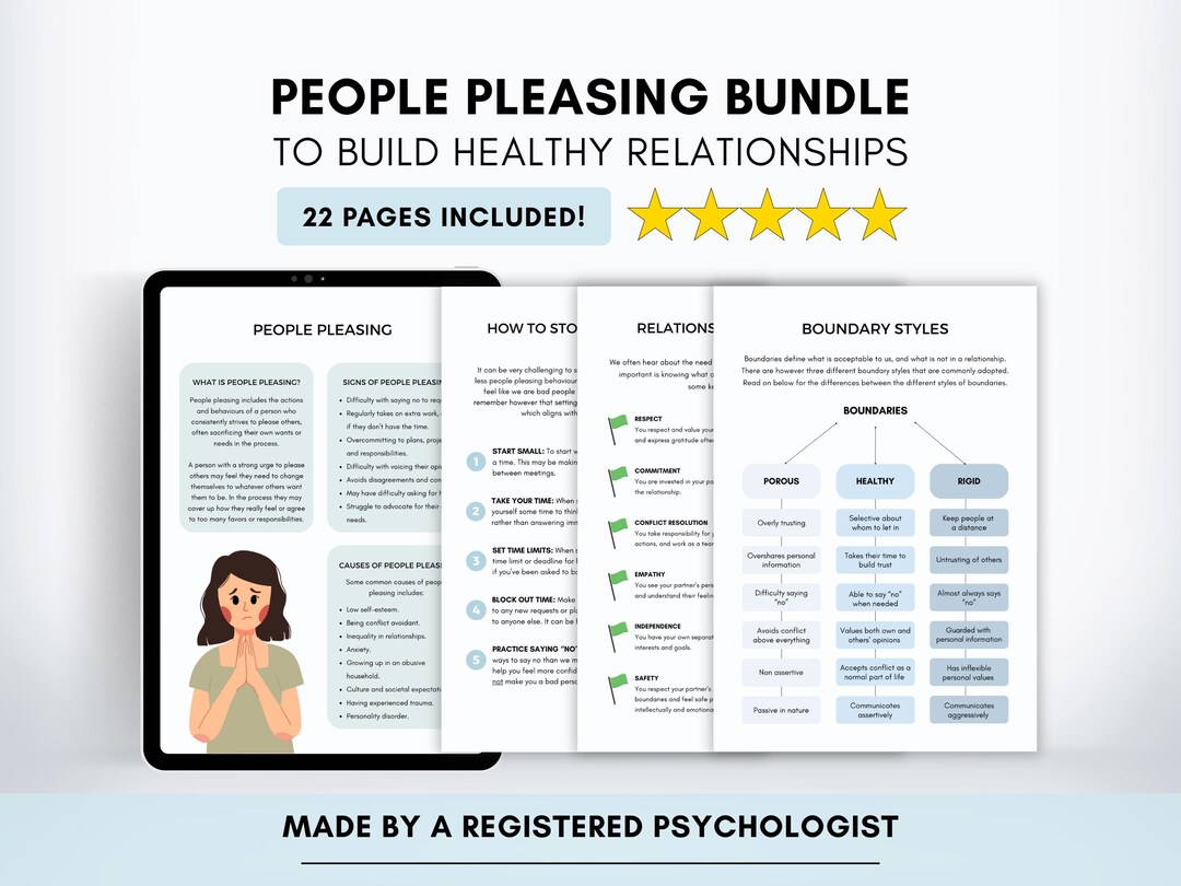 People Pleasing & Boundary Setting Worksheets: Therapist Resource ...